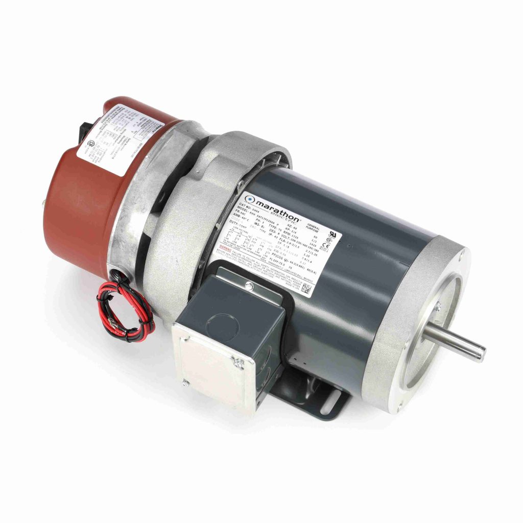 056T17F5357 - Marathon 1 HP Brake Motor, 3 phase, 1800 RPM, 208-230/460 ...